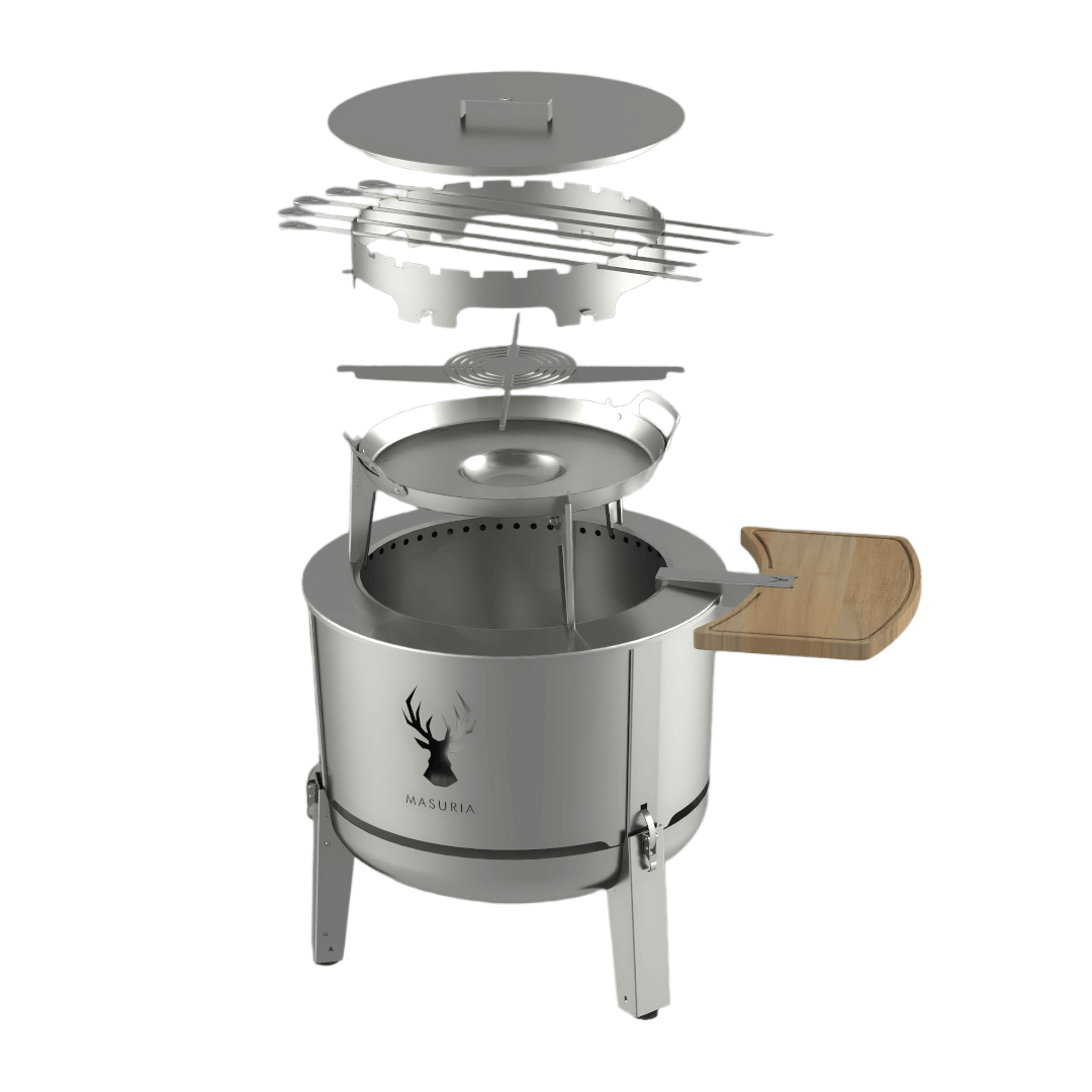 Alpha 600 Chief Kit | Grill & Cooking Set for Smokeless Fire Pit | Sil ...